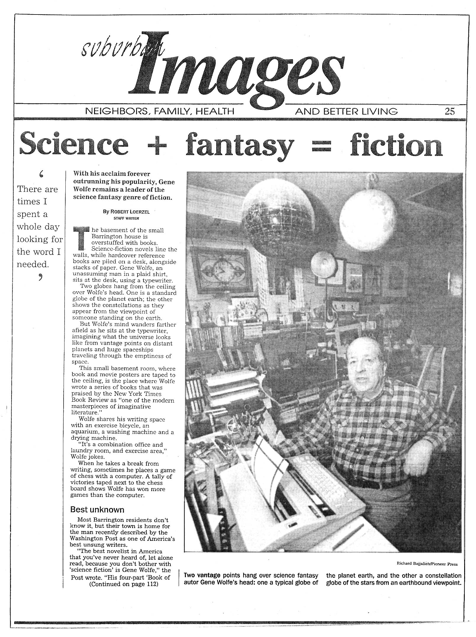 1993 interview with Gene Wolfe – ROBERT LOERZEL